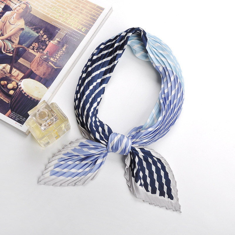 55*55cm Pleated small square scarf Wrinkled silk h... – Vicedeal