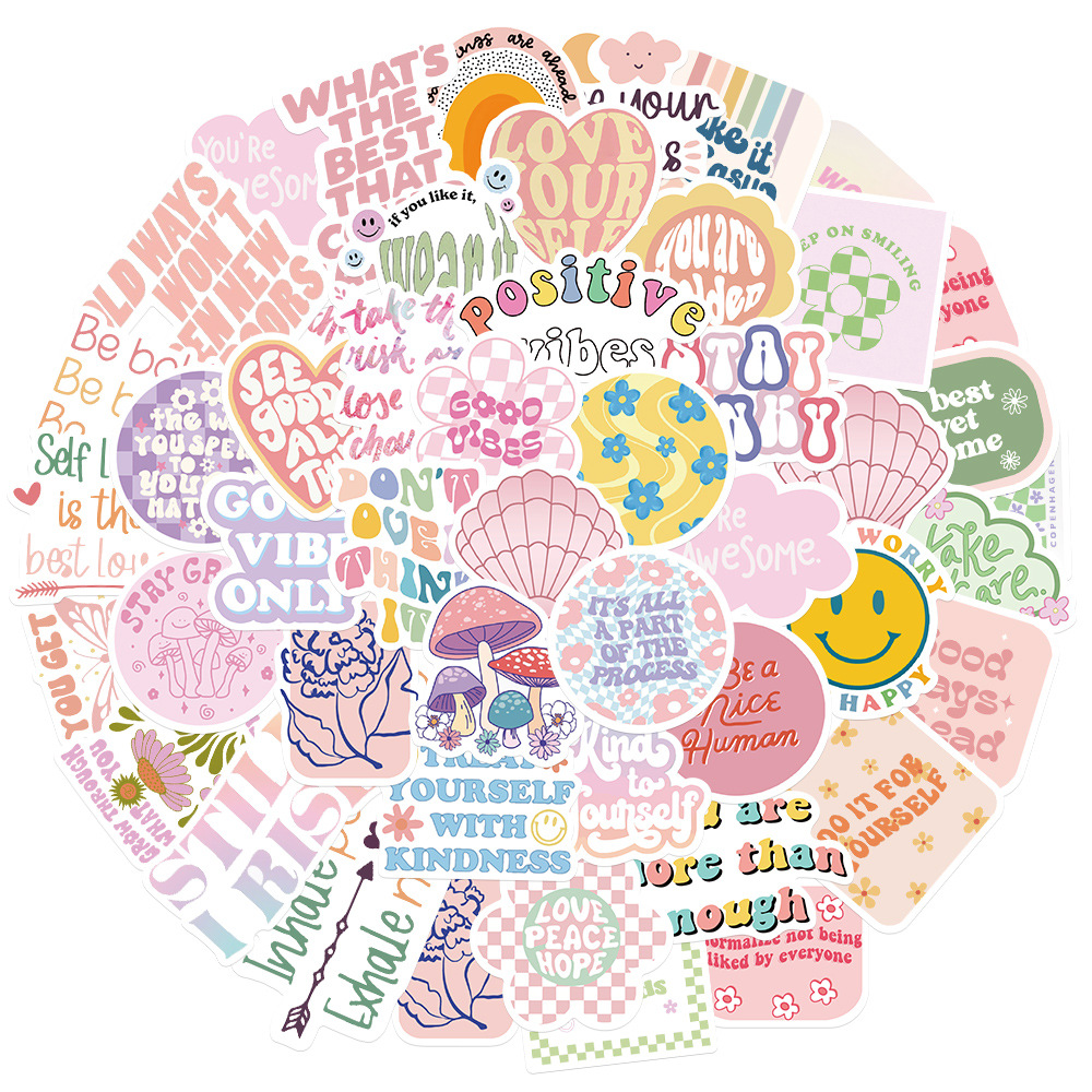 100pcs Pink Inspirational Words Stickers Trendy Ae... – Grandado
