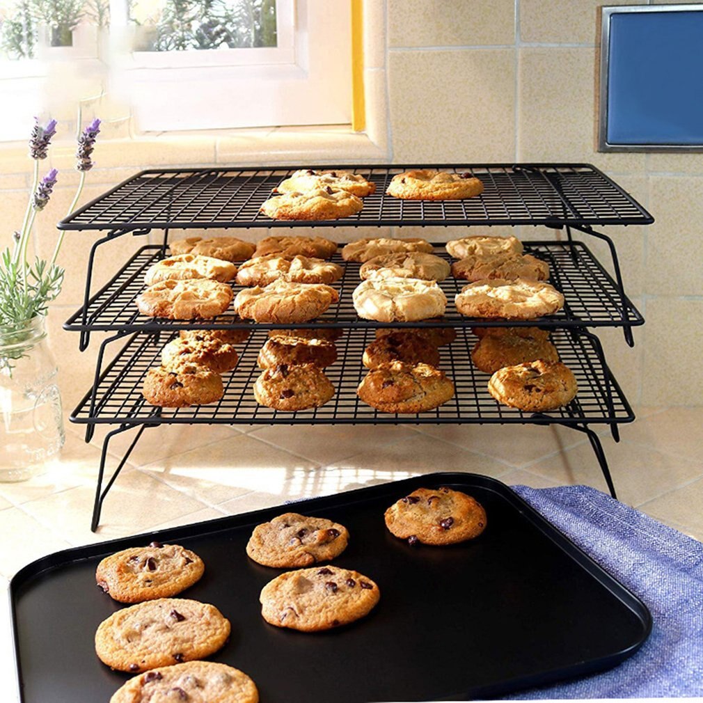 3-Tier Stackable Cooling Rack Non-Stick Cross Grid... – Grandado