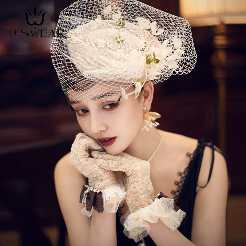 Retro Linen Mesh Hat Headdress Wedding Party Hat f... – Grandado