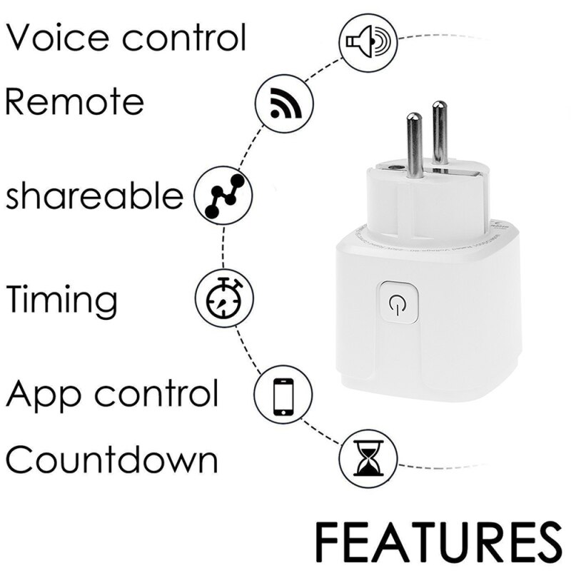 Tuya Smart Life APP WiFi Smart Plug EU Adaptor Voi... – Grandado