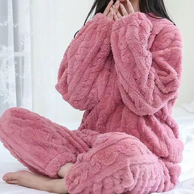 Autumn Women Solid Warm 2 Piece Sets Thicken Velve... – Vicedeal