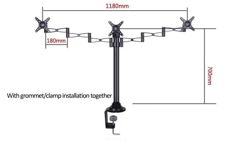 three-screen 27inch lcd tv table mount monitor des... – Grandado