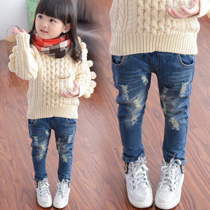 Spring Spring Autumn Hole Jeans Girl Children Baby... – Grandado