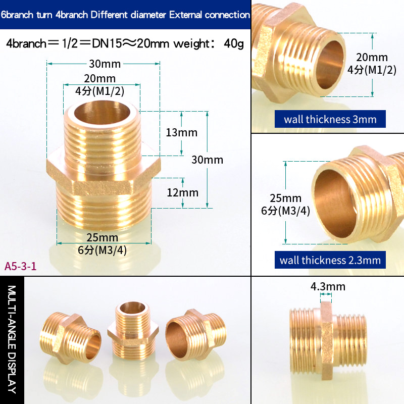 copper equal diameter double outer External thread... – Grandado
