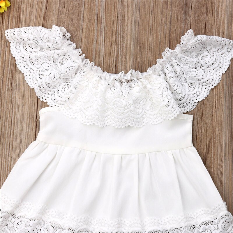 Summer Toddler Girls Clothes White Lace Floral Off... – Grandado