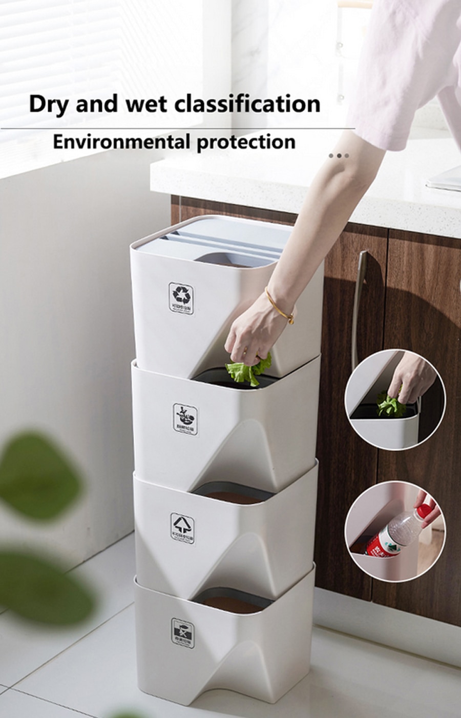 Modern Kitchen Trash Can Trash Bin Recycling Bin H... – Vicedeal