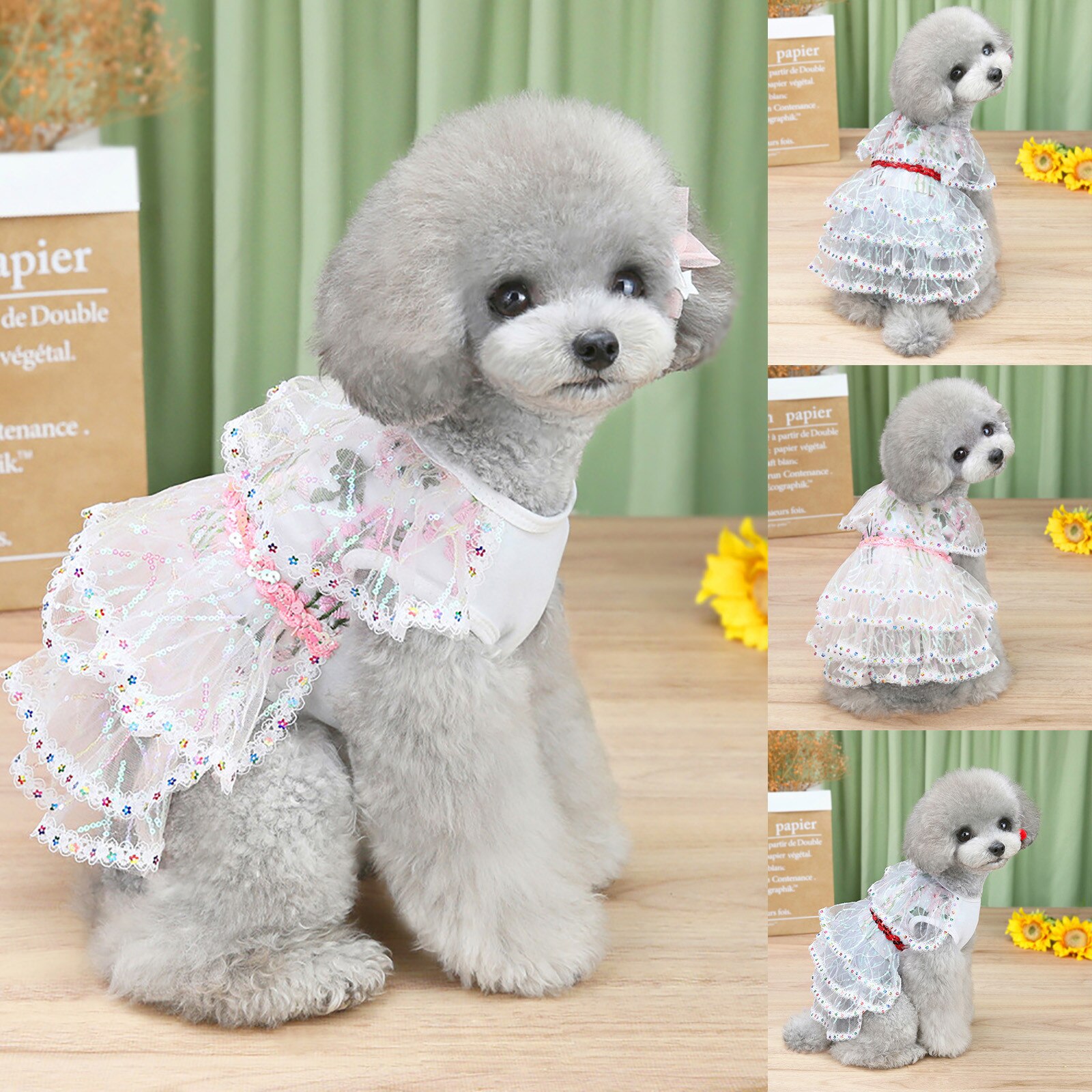 Practical Cute 3 Colors Dog Puppy Bow Dress Rhines... – Vicedeal