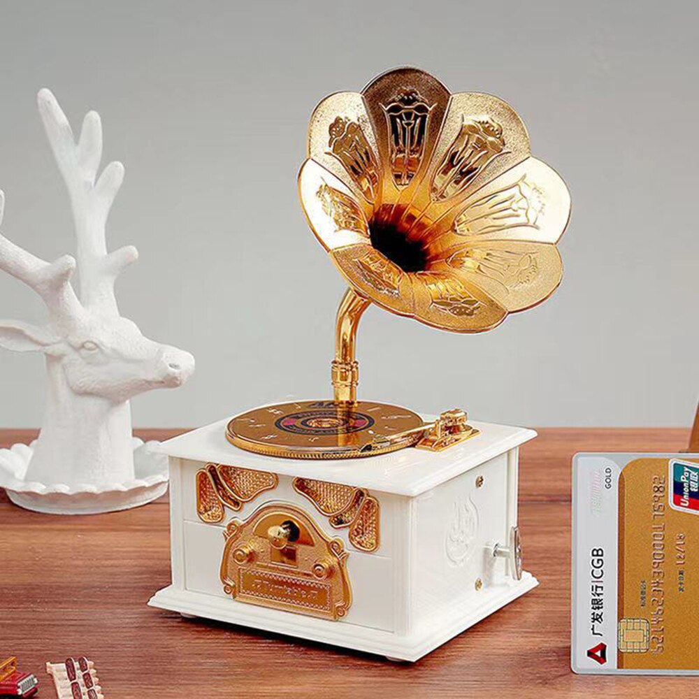 Retro Gramophone Music Box Hand Crank Classical Ho... – Grandado