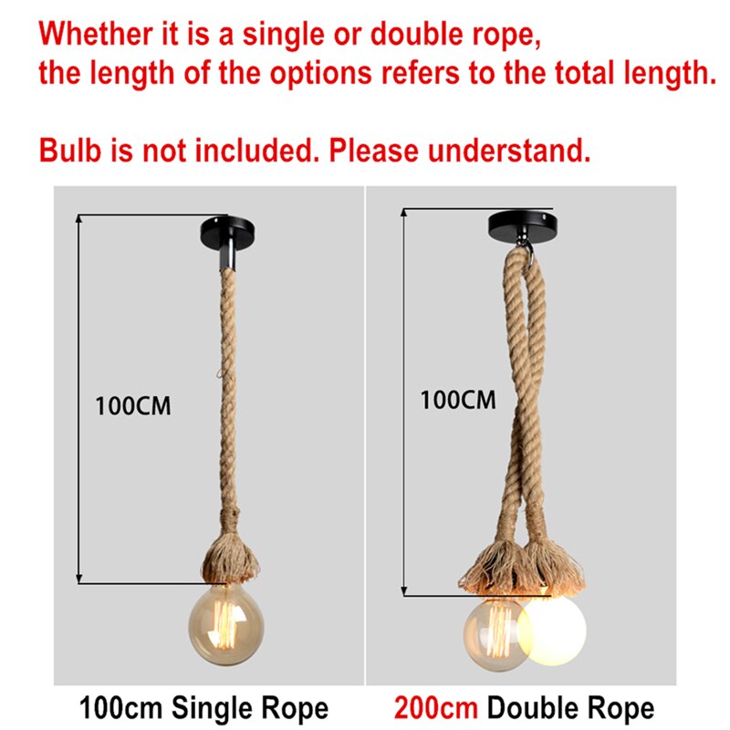 Vintage Pendant Lights E27 LED Single Double Hemp ... – Grandado