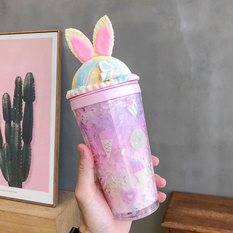 Net Red Rabbit Eared Ice Cream Gradient Ice Cup Su... – Grandado