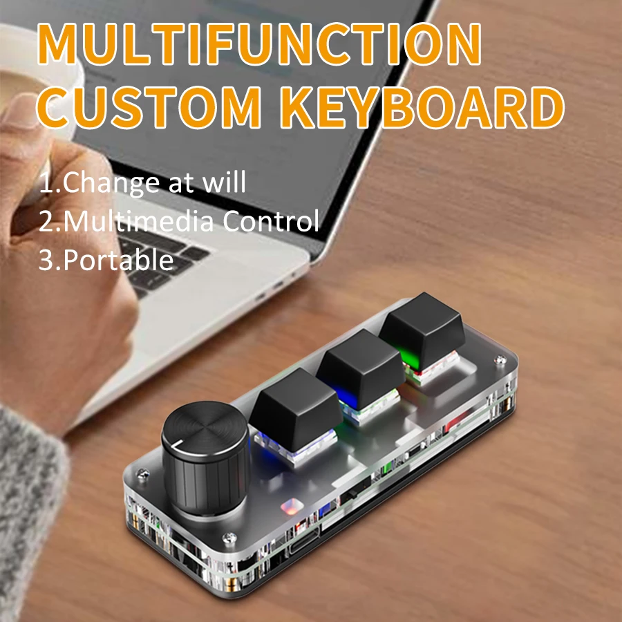 3 Key 1 Knob Bluetooth/2.4G/USB-C Tri-Mode RGB Mac... – Grandado