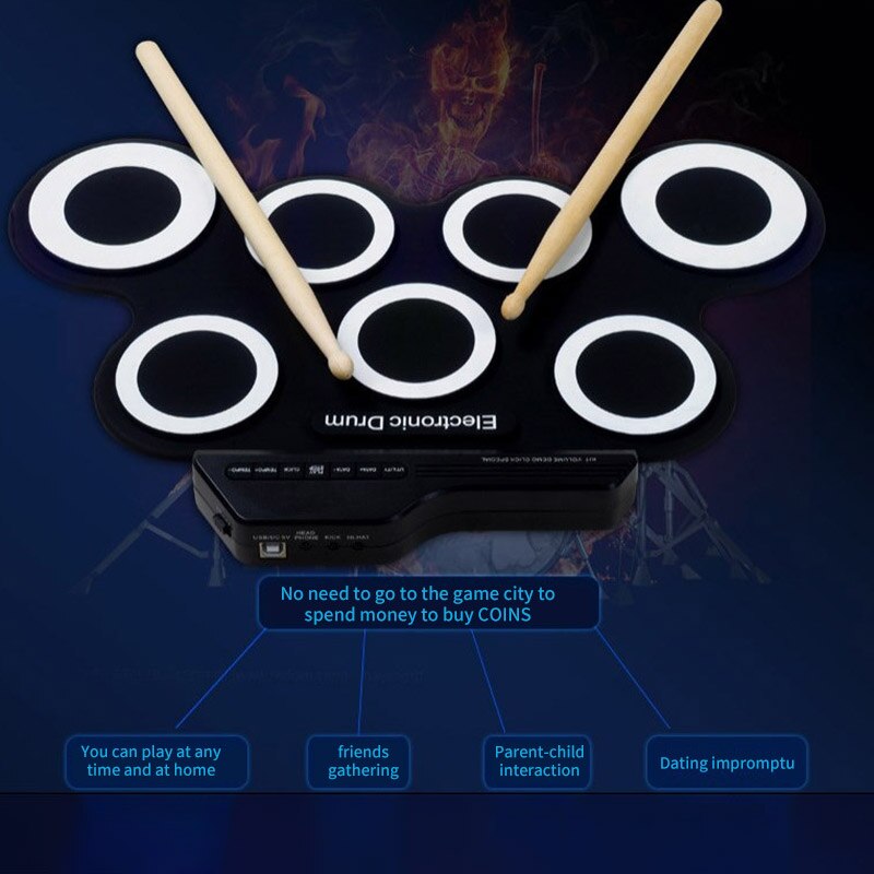 Usb Elektronische Drum Roll-Up Silicon Drum Set Di... – Grandado