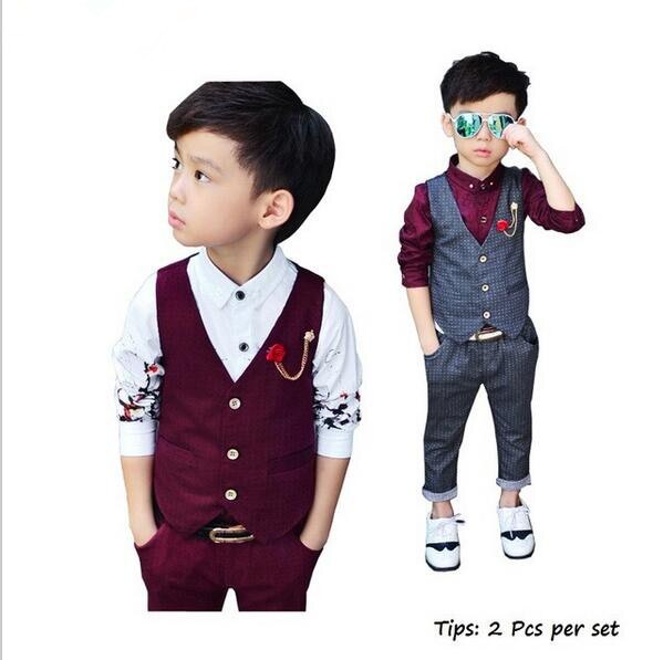 2PCS Boys Spring Vest Suit Top Gentle Boys Polka D... – Grandado