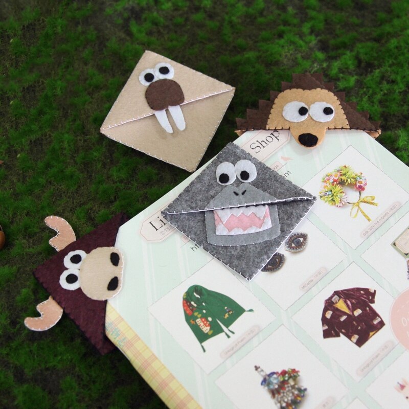 4Pcs/set Lovely Little Animals Bookmark Felt DIY P... – Grandado
