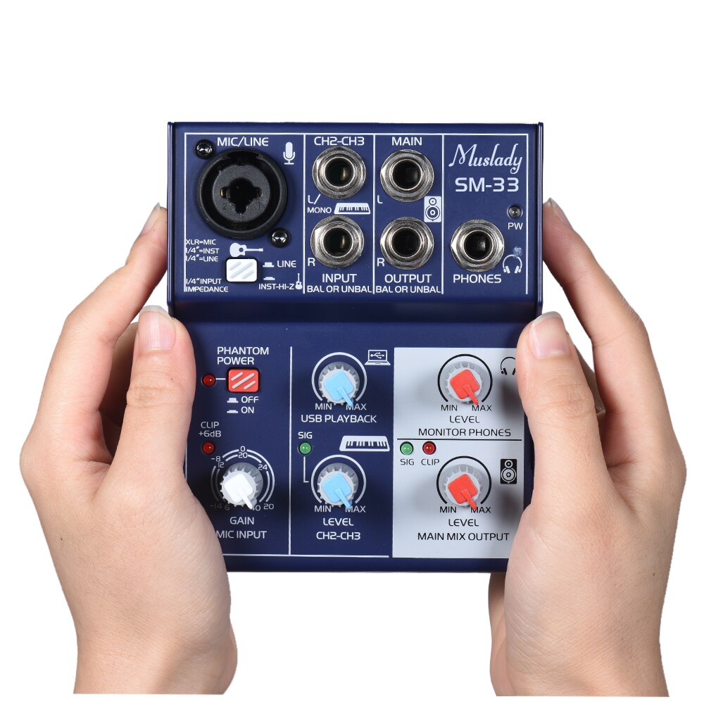 Muslady SM-33 Mini 3-Channel Sound Card Mixing Con... – Grandado