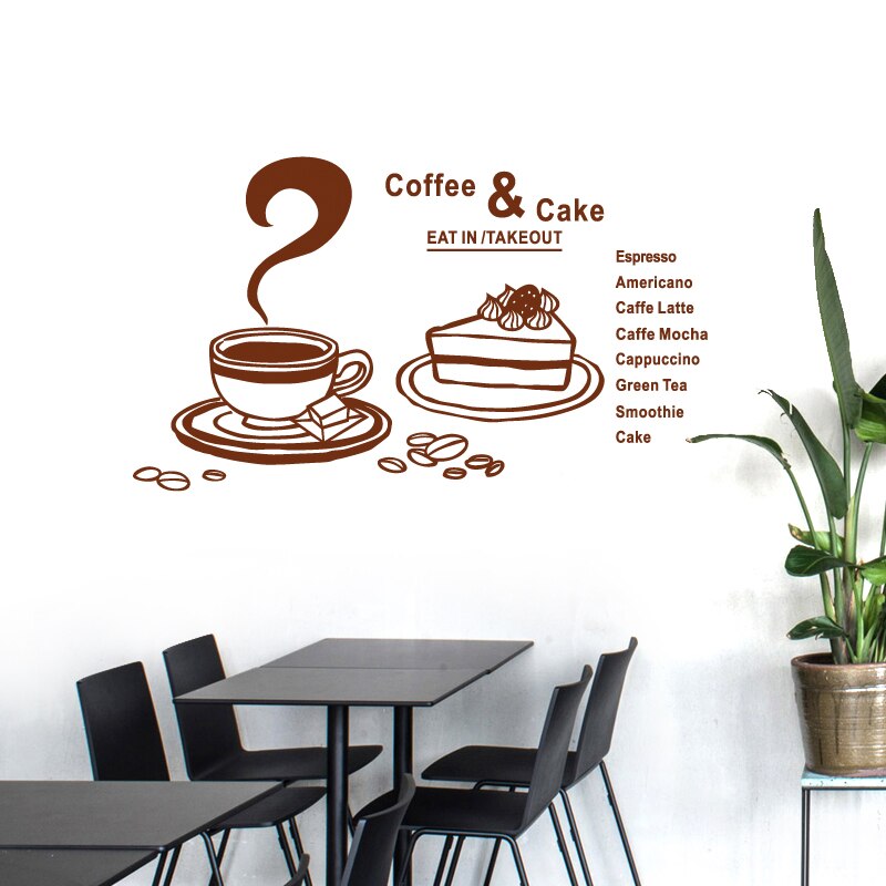 Koffie Winkel Sticker Bonen Melk Thee Decal Cafe C... – Vicedeal