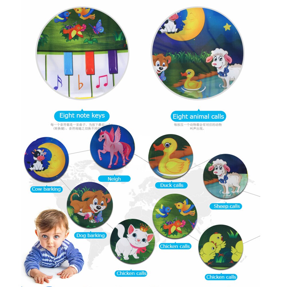 Baby Musical Mat with Animal Voice Play Mats Touch... – Grandado