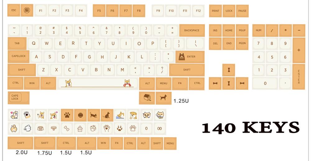G-MKY Shiba Inu 140 Keycaps PBT Dye-Sublimated XDA... – Grandado