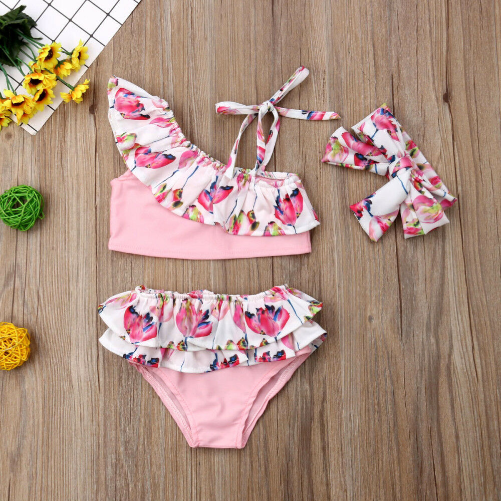 Floral children swimwear for girls Three piece chi... – Grandado