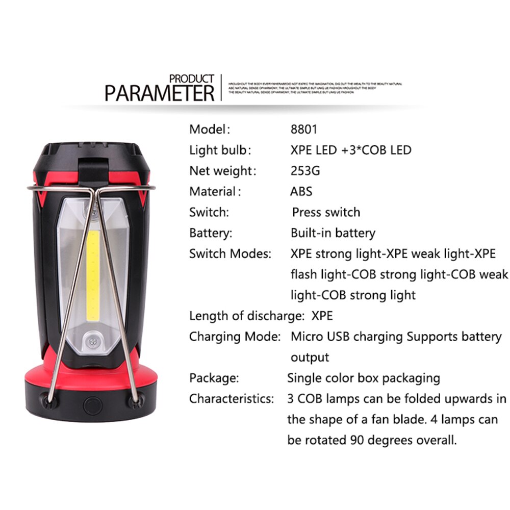 Cob Verlichting Led Zaklamp Camping Wandelen Emerg... – Grandado