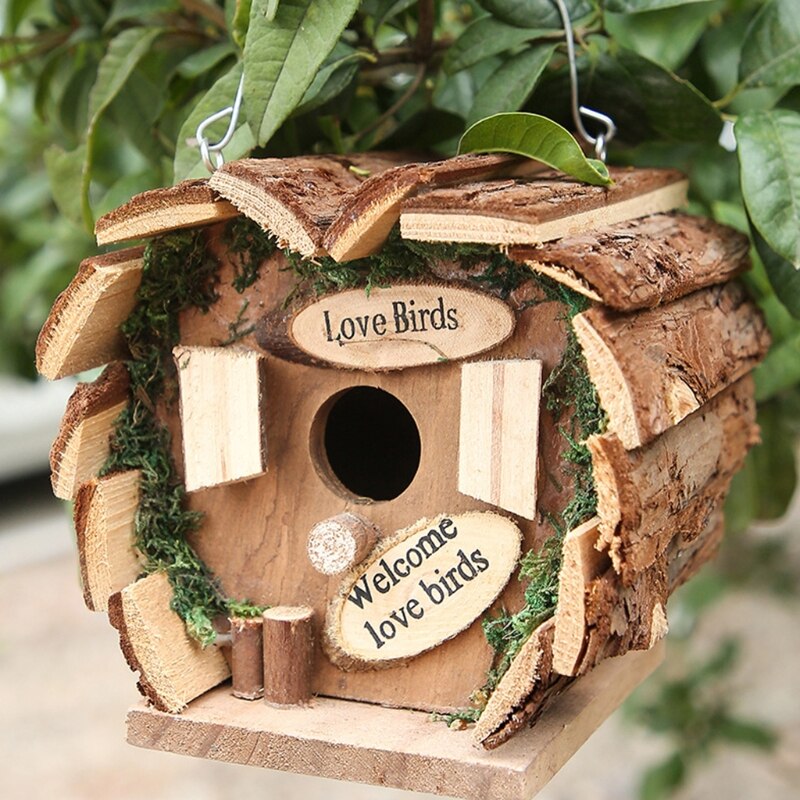 Hanging Wooden Decorative Handmade Bird House Natu... – Grandado
