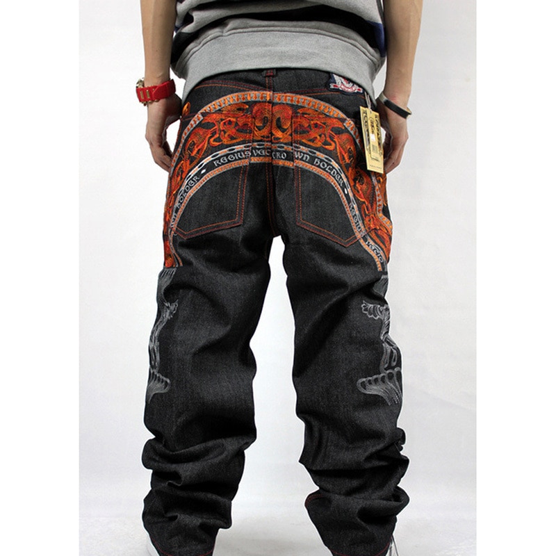 Male Street Skateboard Baggy Jeans Mens Hip Hop Ro... – Grandado