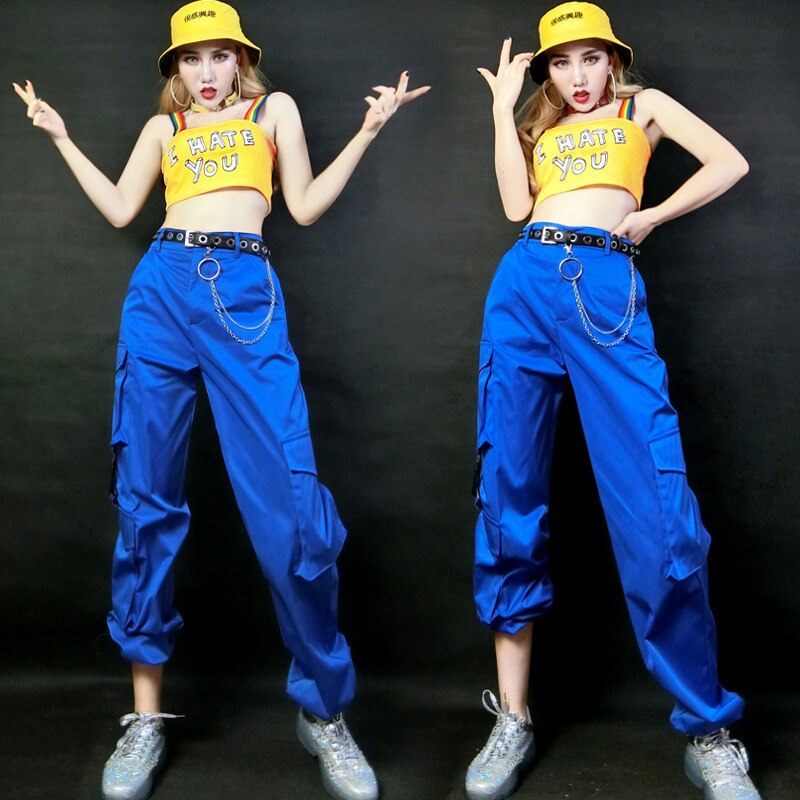 Hip Hop Street Dance Costumes Vest Blue Hiphop Pan... – Vicedeal