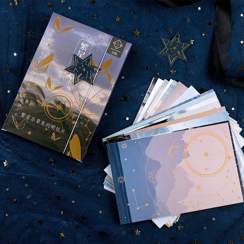 30 ark/set rörelse av stjärnorna bronzing vykort d... – Grandado