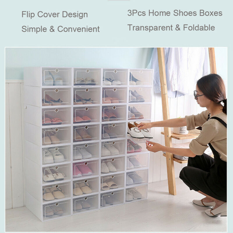 3PCS/Set Foldable Clear Plastic Shoe Storage Box S... – Vicedeal