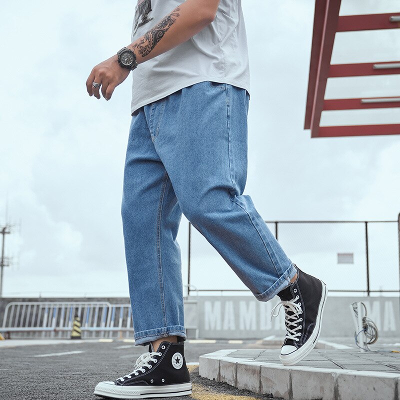 Light blue male jeans loose plus size 28-48 men ni... – Grandado