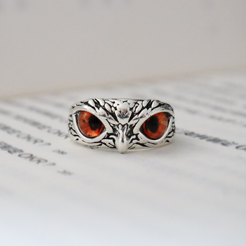 Charming Owl Ring Owl Ring Multicolor Eyes Silver ... – Grandado