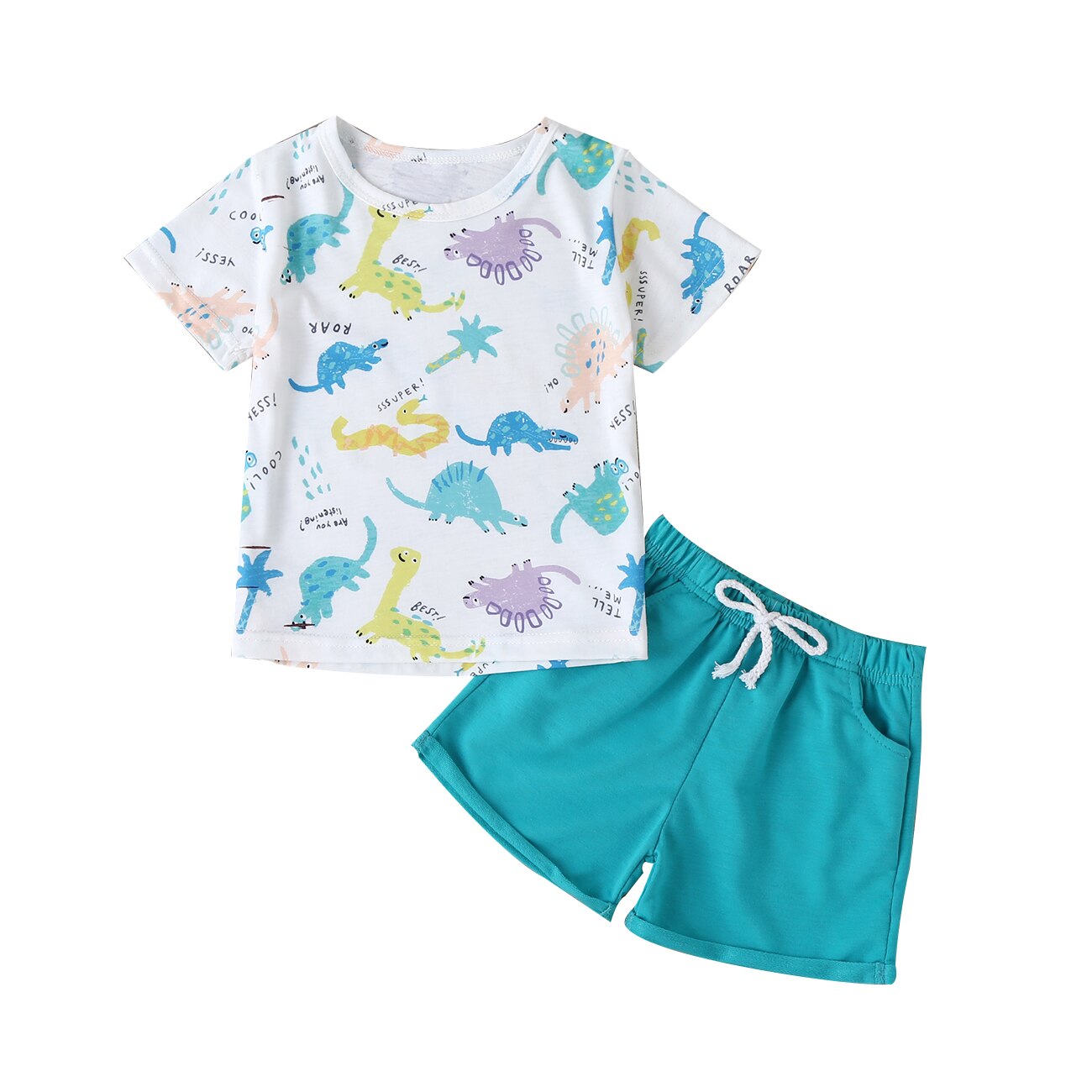 AA Summer Boys Clothes Set Animal Print Short Slee... – Grandado