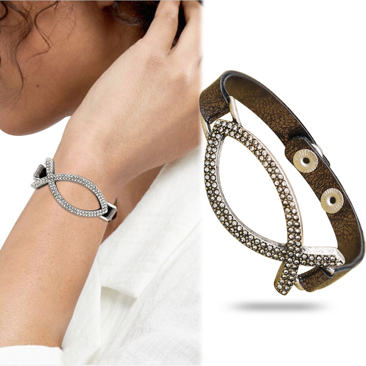 Women Bracelet Bangle Octopus Starfish Feather Ope... – Grandado