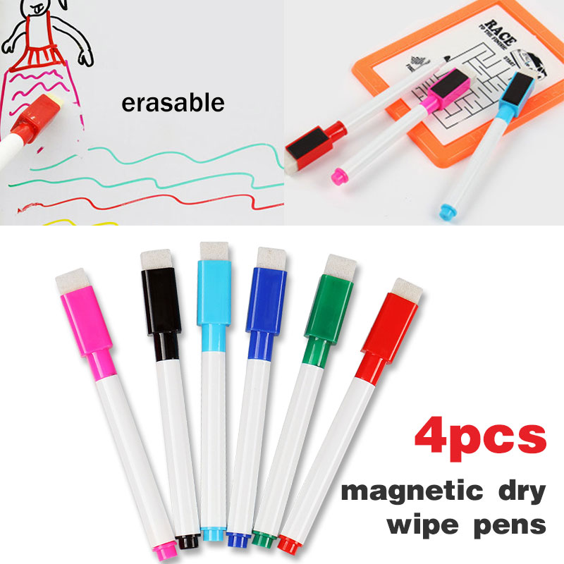 4pcs Whiteboard Marker Pens White Board Pen Erasab... – Grandado