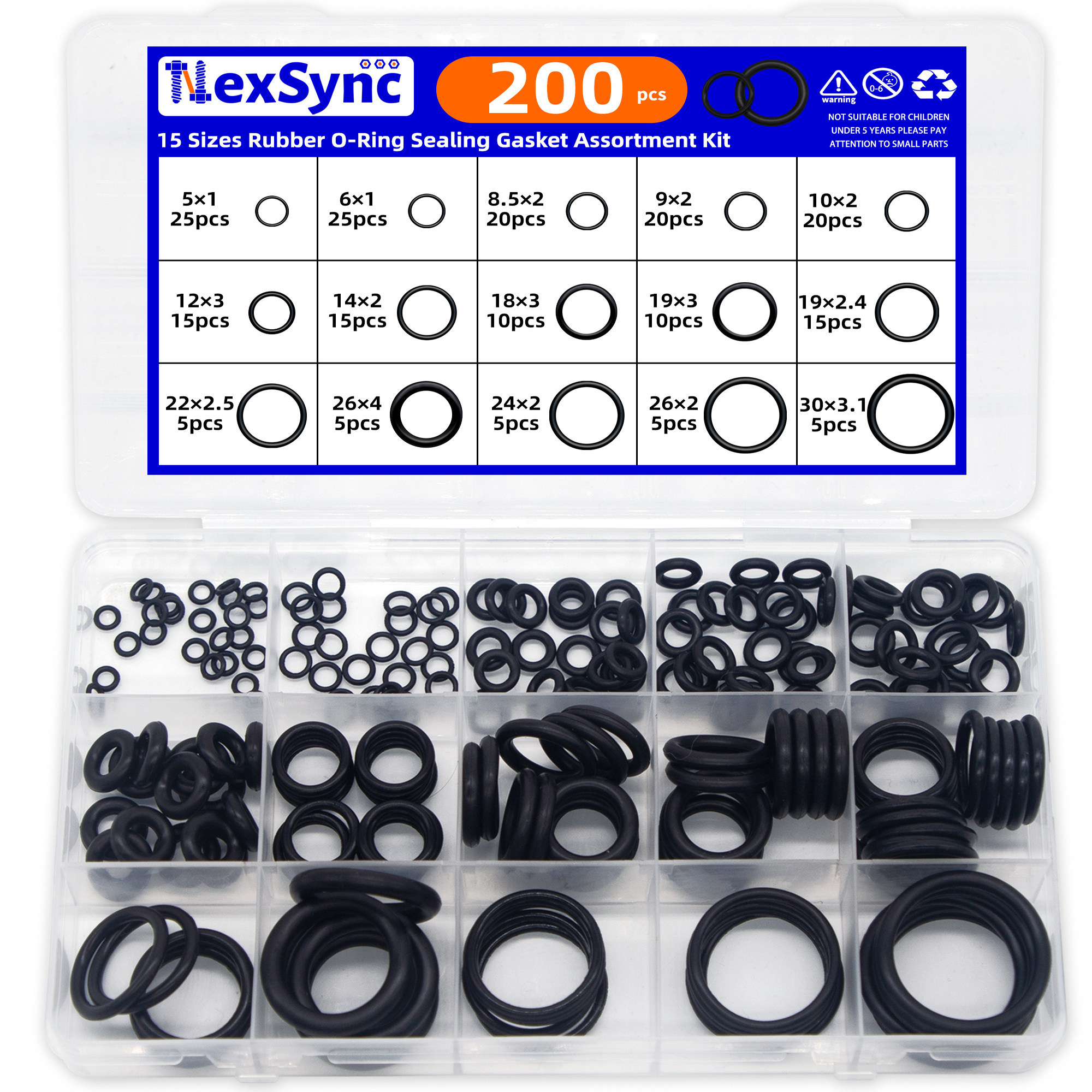 200/225pcs Rubber O Ring Set Gaskets Seal Nitrile ... – Grandado