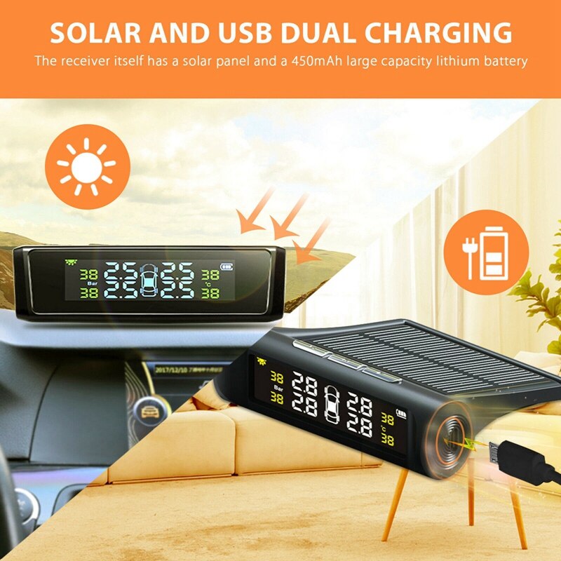 Wireless Solar Tpms Auto Bandenspanning Temperatuu... – Grandado