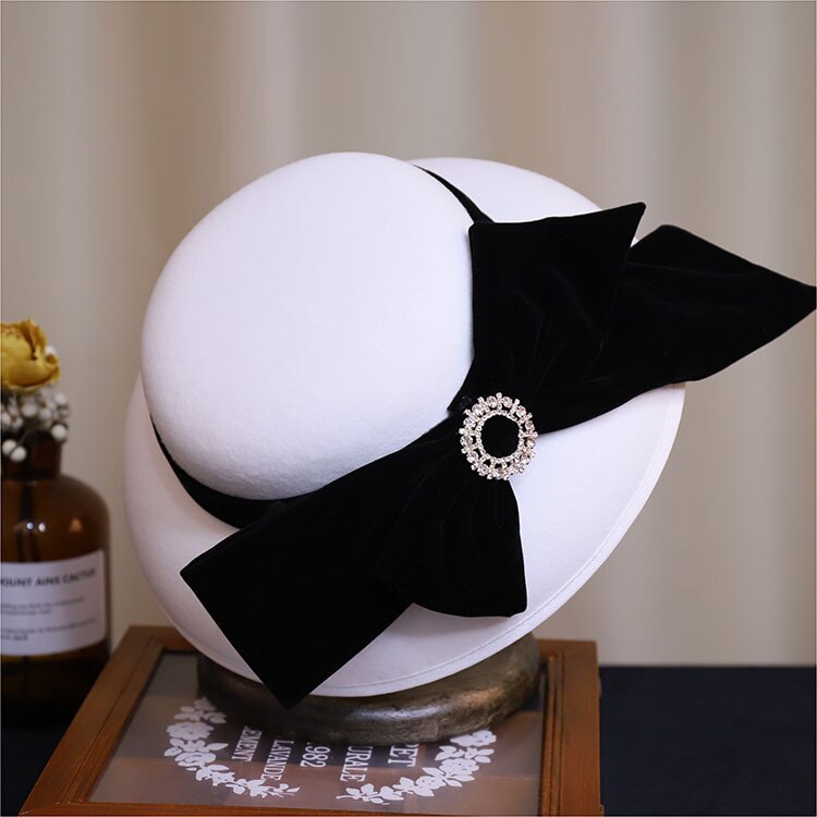 Large Wedding Hat White DeepFedora Cap Bowknot Buc... – Grandado