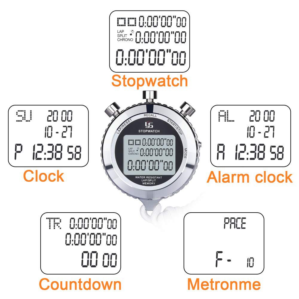 YS Silent Stopwatch, Metal Digital Sports Stopwatc... – Grandado
