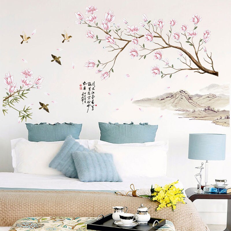 Peach Blossom Decal Beautiful Chinese Style Bedroo... – Grandado