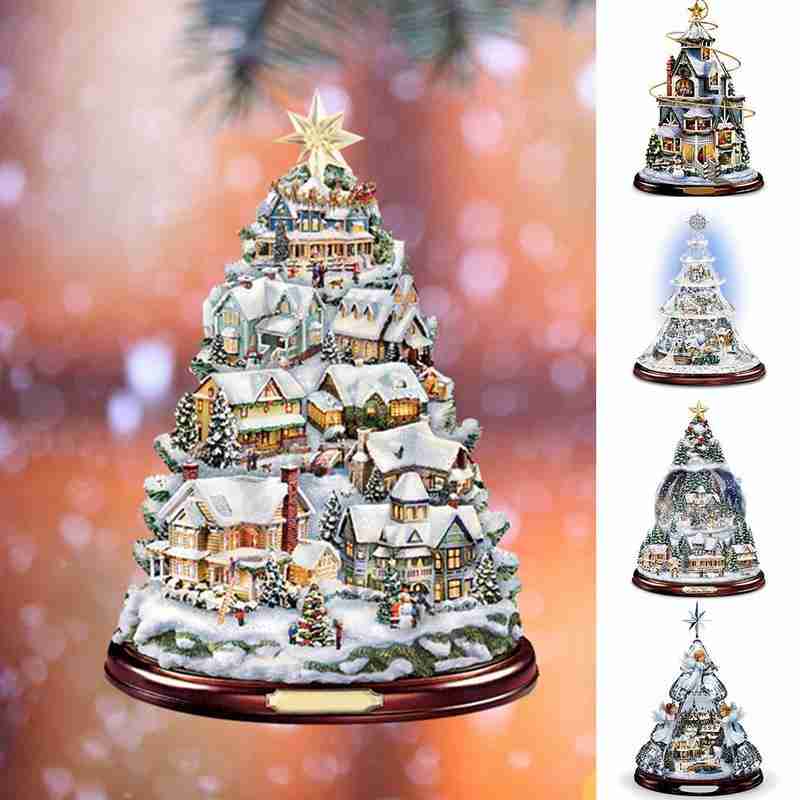 Christmas Wallpaper Tree Rotating Sculpture Train ... – Vicedeal