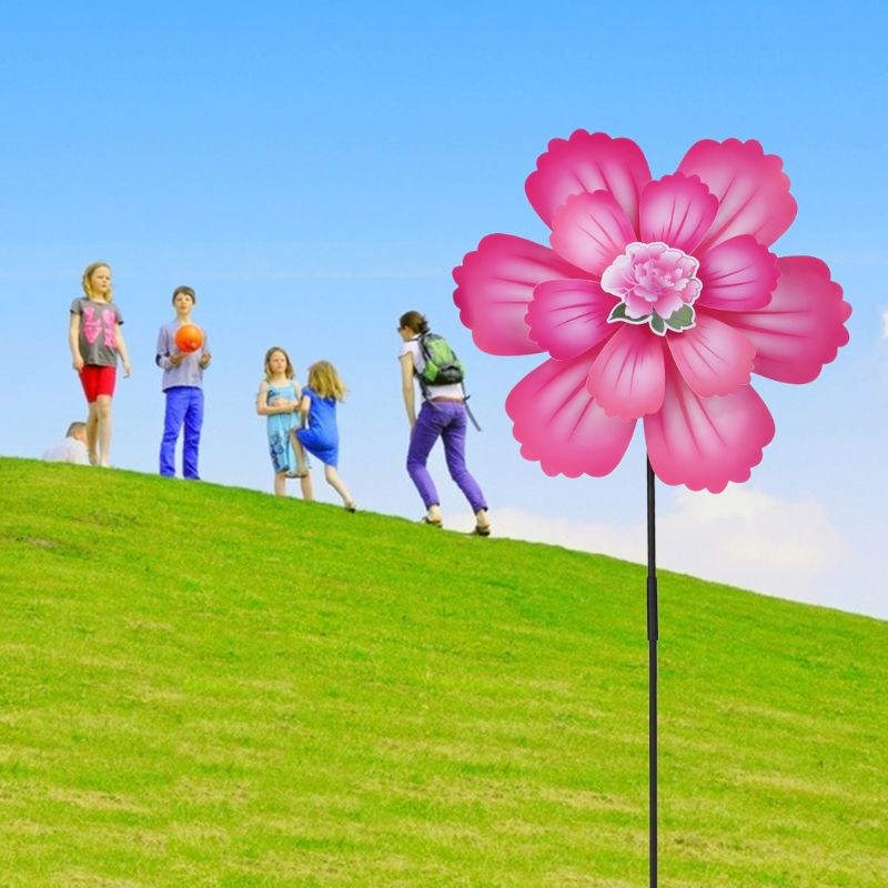 Wind Spinner Zwei Schichten Bunte Blume Windrad Wi... – Vicedeal