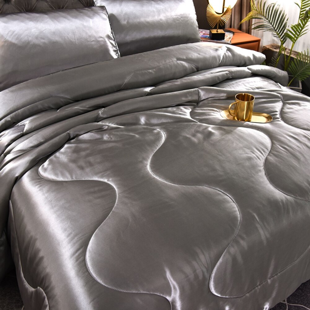 Washed Silk Comforter Set Queen 228x228 3/5pcs Duv... – Grandado