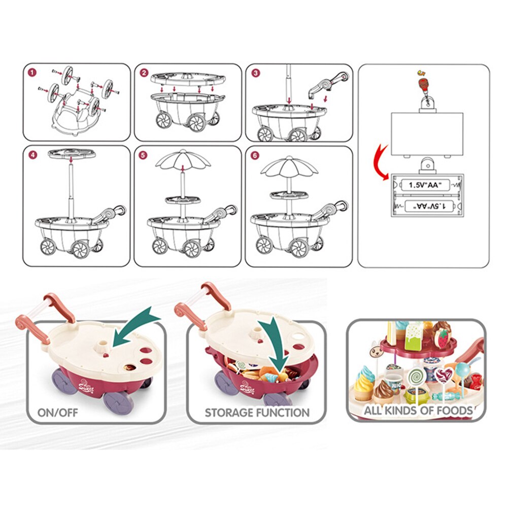 DIY Assembly Simulation Ice Cream Trolley Model Mu... – Vicedeal