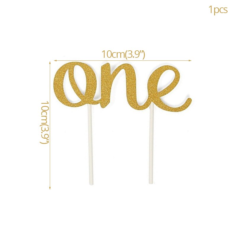1pcs Gold Glitter One Cake Toppers Birthday Banner... – Vicedeal
