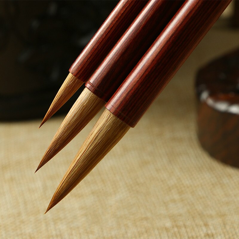 Chinese Weasel Hair Calligraphy Brushes Set 3pcs/set Beginner Small Regular Script Calligraphy ...