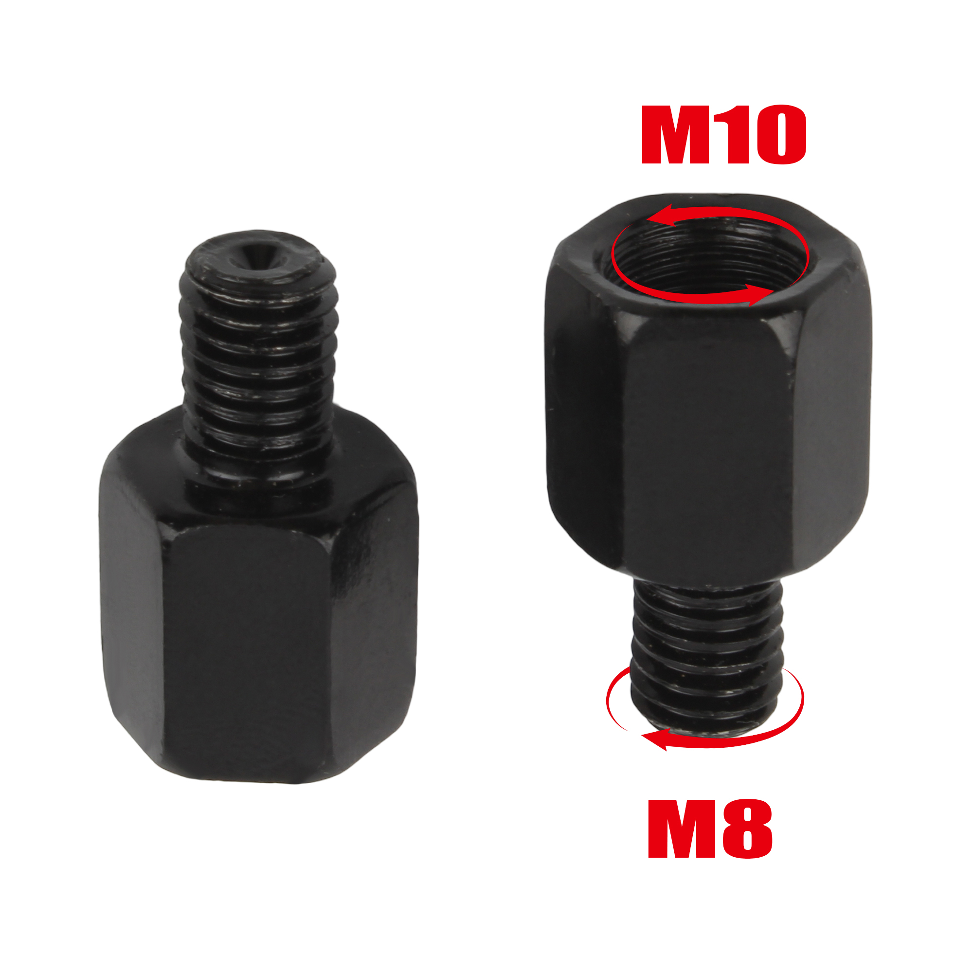 Motorcycle Mirror Conversion Screw M8 M10 Pair Bla... – Grandado