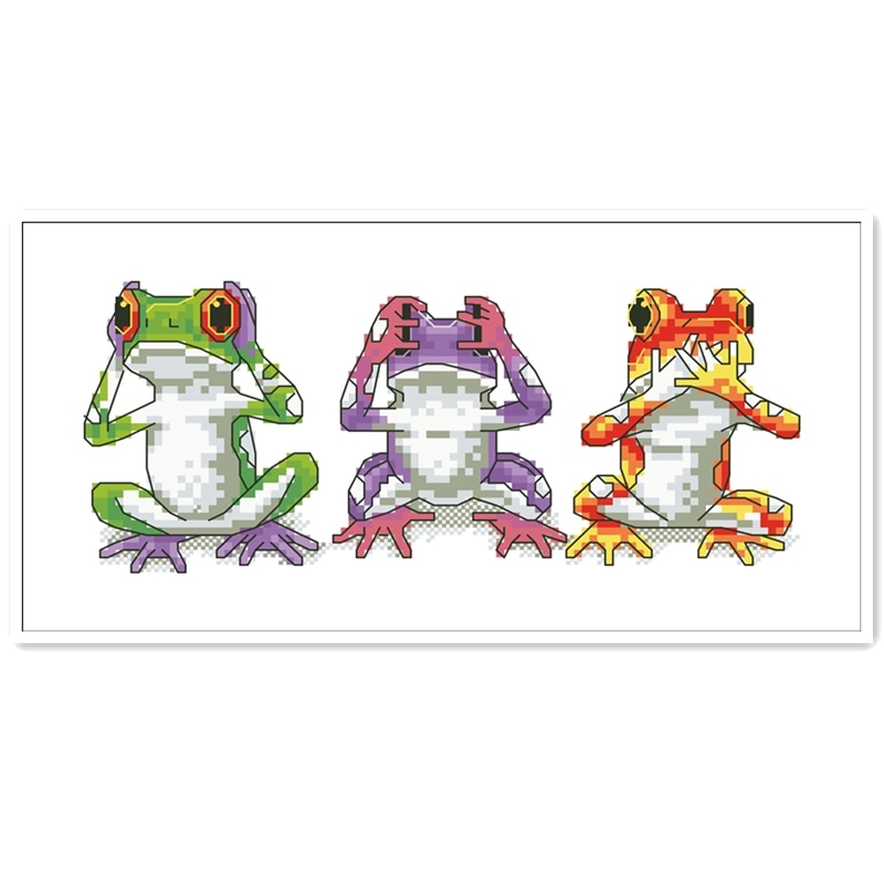 Tree frog trio cross stitch kits cartoon animal 18... – Grandado