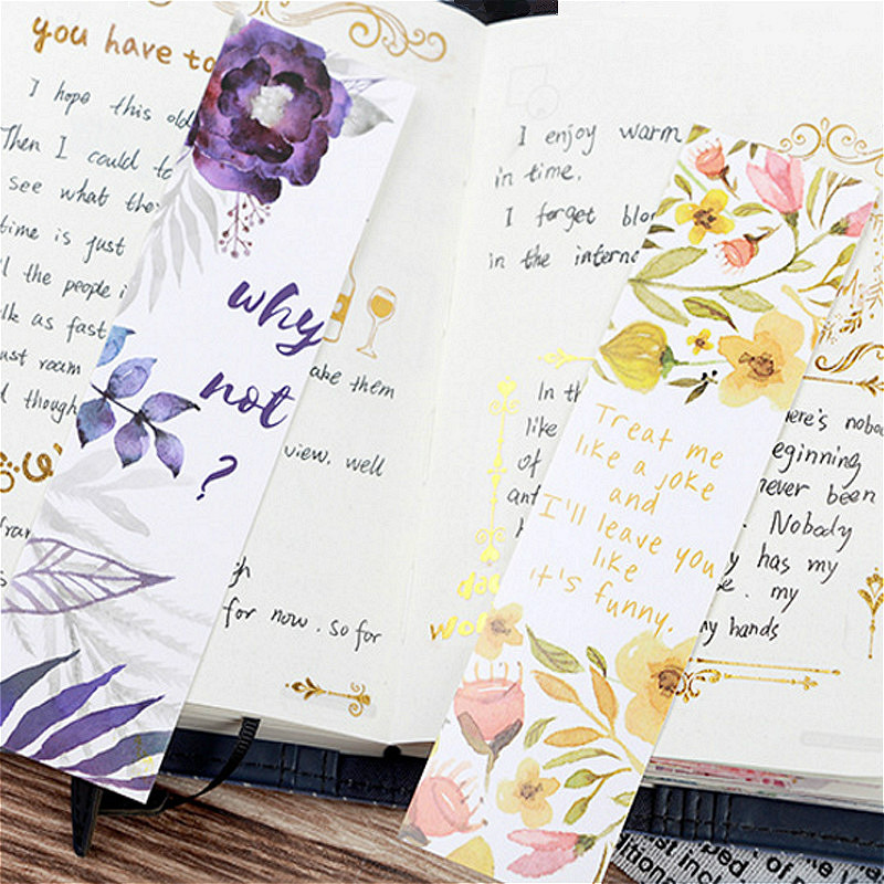 30Pcs/set Beautiful Flowers Bookmarks Message Card... – Grandado