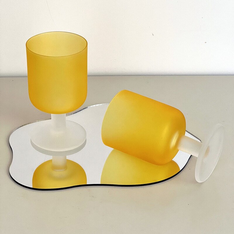 Sunset Cup Orange Frosted Glass Goblet Red Wine Gl... – Grandado